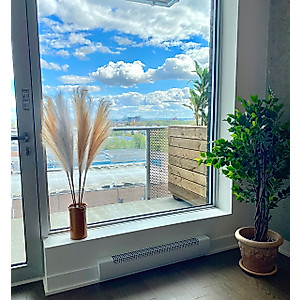 Stay Chic Artificial Faux Pampas Grass - 6 Stems 42 inch Length Fluffy Dry Tall Grass Pampas Plant, Silk Creamy Flower Bouquet for Home Kitchen Garden Party Photography Arrangement Vase Décor