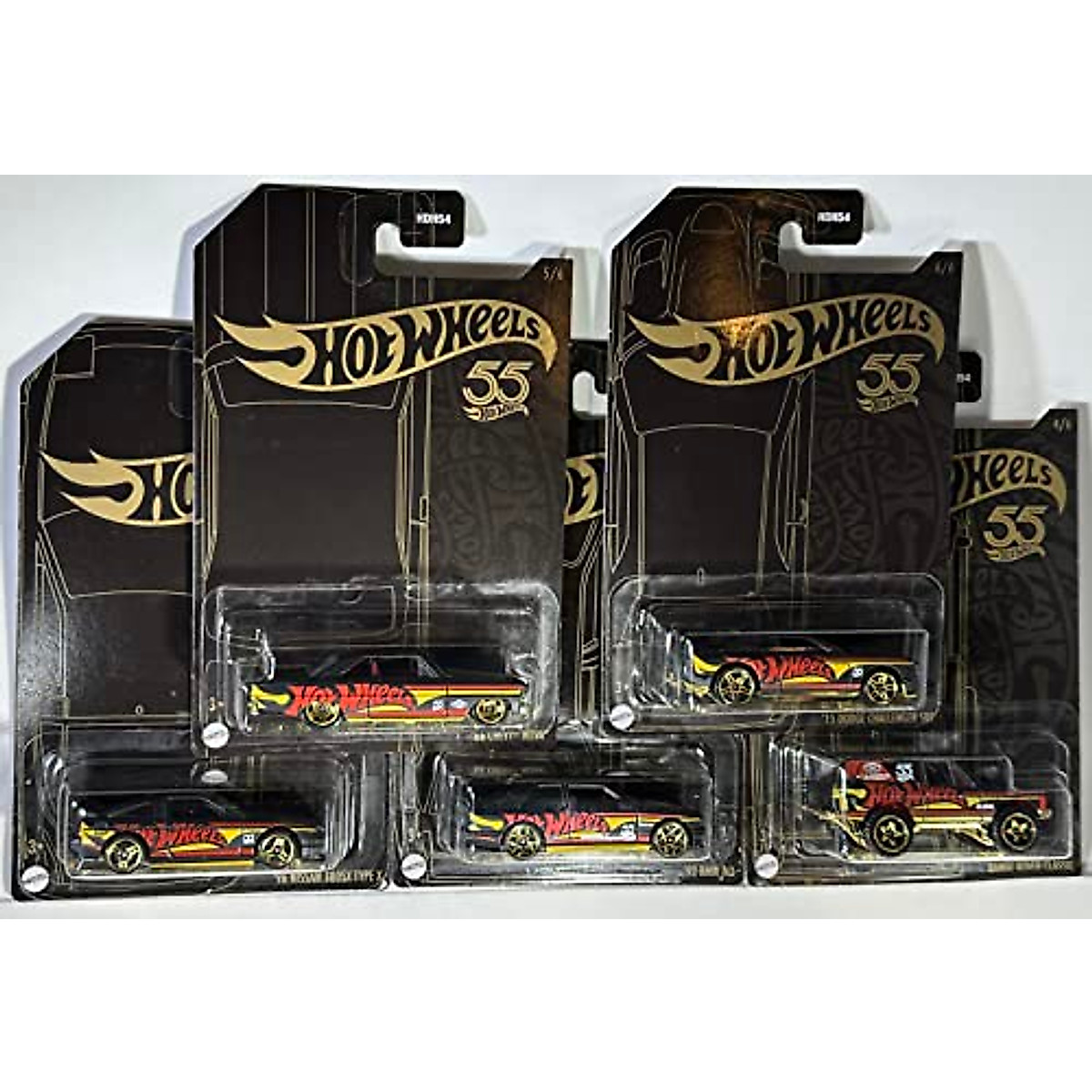 Hot Wheels - '23 Pearl & Chrome 55th Anniversary Set - 5 Cars - Does NOT Include Chase (3/6) - Challenger - Nova - Nissan 180SX - BMW M3 - Range Rover - Mint/NrMint Bubble Wrapped in a Box