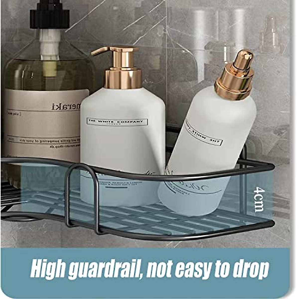 TEJDNLHMS Shower Caddy,Corner Shower Caddy,2-Pack Adhesive Bathroom Shelf with Soap Holder and Hooks,Waterproof, rustproof wall-mounted Bathroom set for bathroom,dorm and kitchen,Toilet (Matte Black)