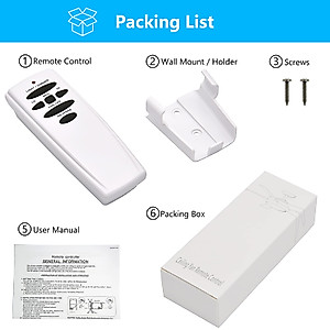 HD6 Replacement for Hampton Bay Hunter Ceiling Fan Remote Control, w/Reverse Light Dimmer 3-Speed Wall Mount, Replace UC7078T CHQ8BT7078T CHQ7078T L3HMAY97FANHD L3H2003FANHD Fan-HD(Remote Only)
