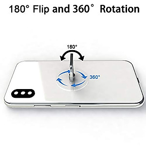 Attom Tech Transparent Phone Ring Holder Grip 360 Degree Free Rotation, Clear Cell Phone Finger Ring Kick-Stand Compatible with iPhone X 8 7 Plus 6S 6 5s 5 SE, Galaxy S9 S8 S7 S6 Edge (Silver)
