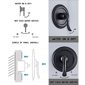 ELLO&ALLO Matte Black Shower Faucet Set with Tub Spout, Single Handle Tub and Shower Faucet Combo Set (Valve Included)