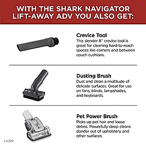 Shark LA322 Navigator Lift-Away ADV Corded Upright Vacuum with Pet Power Brush Crevice and Upholstery Tool, Black