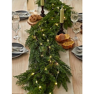 6FT PARTY JOY Seasonal Artificial Christmas Garland with Lights Pine Needle Cypress Garland for Holiday Winter Indoor Outdoor Decor