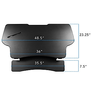 Mount-It! Electric Standing Desk Converter, 48 Inch Extra Wide Motorized Sit Stand Desk with Built in USB Port, Ergonomic Height Adjustable in Black (MI-7962)