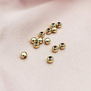 INSPIRELLE 120pcs 5mm Long-Lasting Pale Gold Plated Brass Rondelle Beads Round Metal Loose Connector Beads Metal Spacer Smooth Beads for DIY Bracelet Jewelry Making