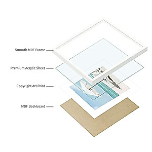 Beach Wall Art for Bathroom: Ocean Seashell Framed Picture and Coastal Seascape Seaweed Artwork landscape Painting Print on Seaside Photo Bedroom Living Room (13''x13'')