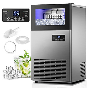 TYLZA Commercial Ice Maker 160 LBS/24H, 15" Wide Under Counter Ice Maker with 35LBS Ice Storage Capacity, Commercial Ice Machine Self Clean Stainless Steel Built-in or Freestanding Large Ice Machine