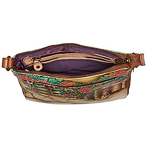 Anuschka Women’s Hand Painted Genuine Leather Expandable Travel Crossbody - Vintage Bike
