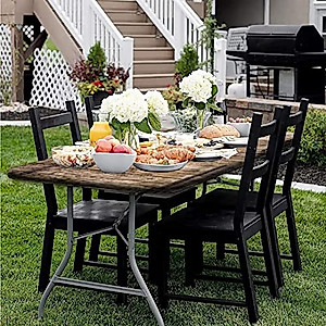 Polyester Rectangle Fitted Elastic Edge Table Cloths, 4 ft-(24" x 48"), Wooden Grain Barn Door Polyester Waterproof Wipeable Table Cloth, for Outdoor Picnic Camping and Indoor Kitchen Dining Party