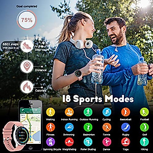 Peakfun Smart Watch with Heart Rate Blood Pressure Monitor IP67 Waterproof Bluetooth Smartwatch Smart Sports Activity Tracker Watch for Men Women Kids Android iOS Phones Pink