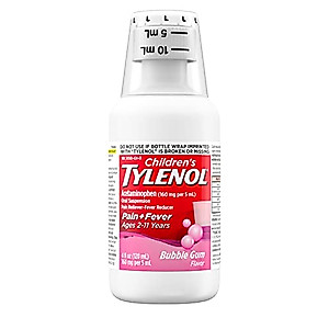 Tylenol Children's Oral Suspension Medicine with Acetaminophen, Bubble Gum, 4 Fl Oz, Pack of 2