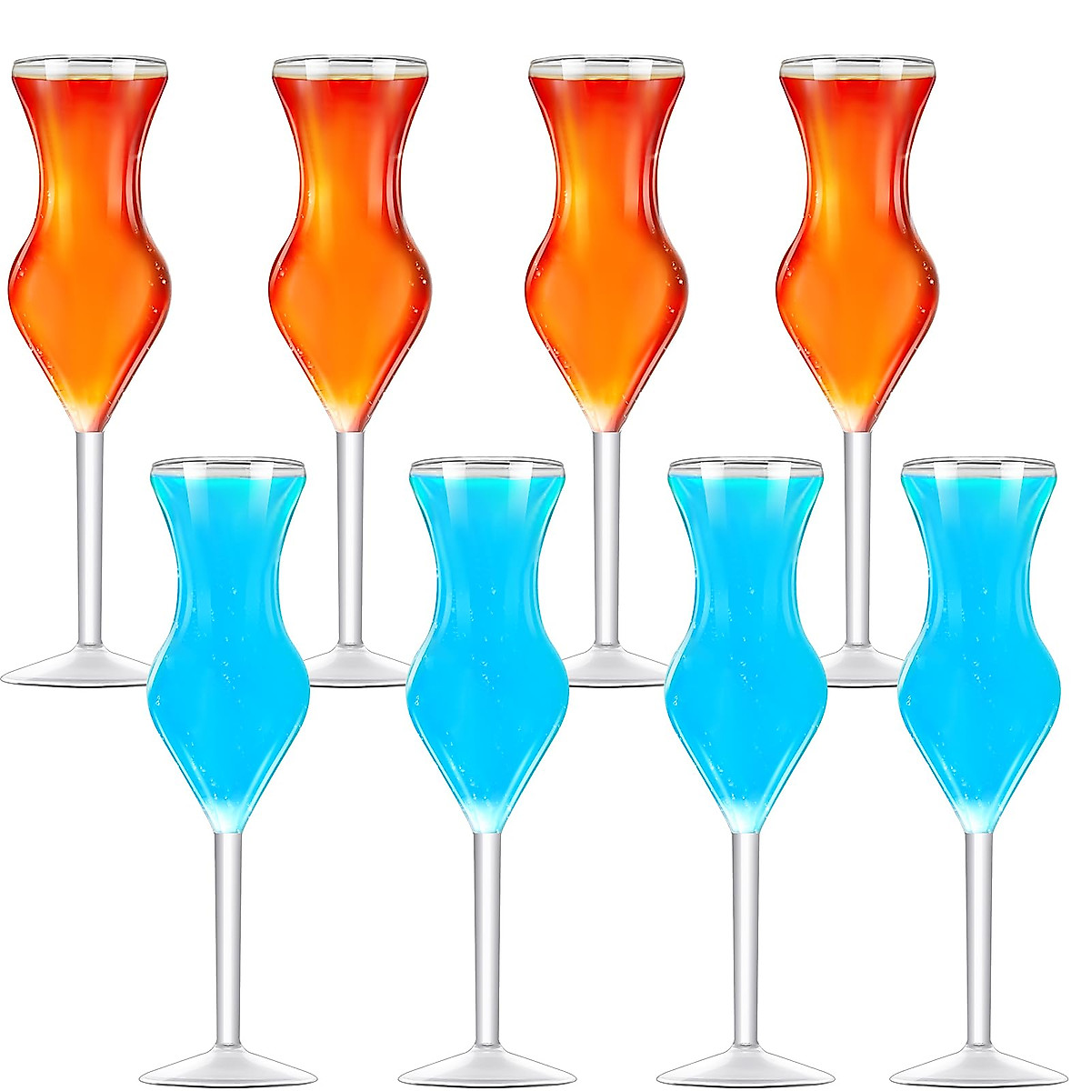 Suclain 8 Pcs Funny Wine Glasses Fancy Shaped Wine Glass Cute Cocktail Glasses Cool Drinking Glasses Cup Creative Goblet Glassware for Party Champagne Housewarming Bar Celebration Gift