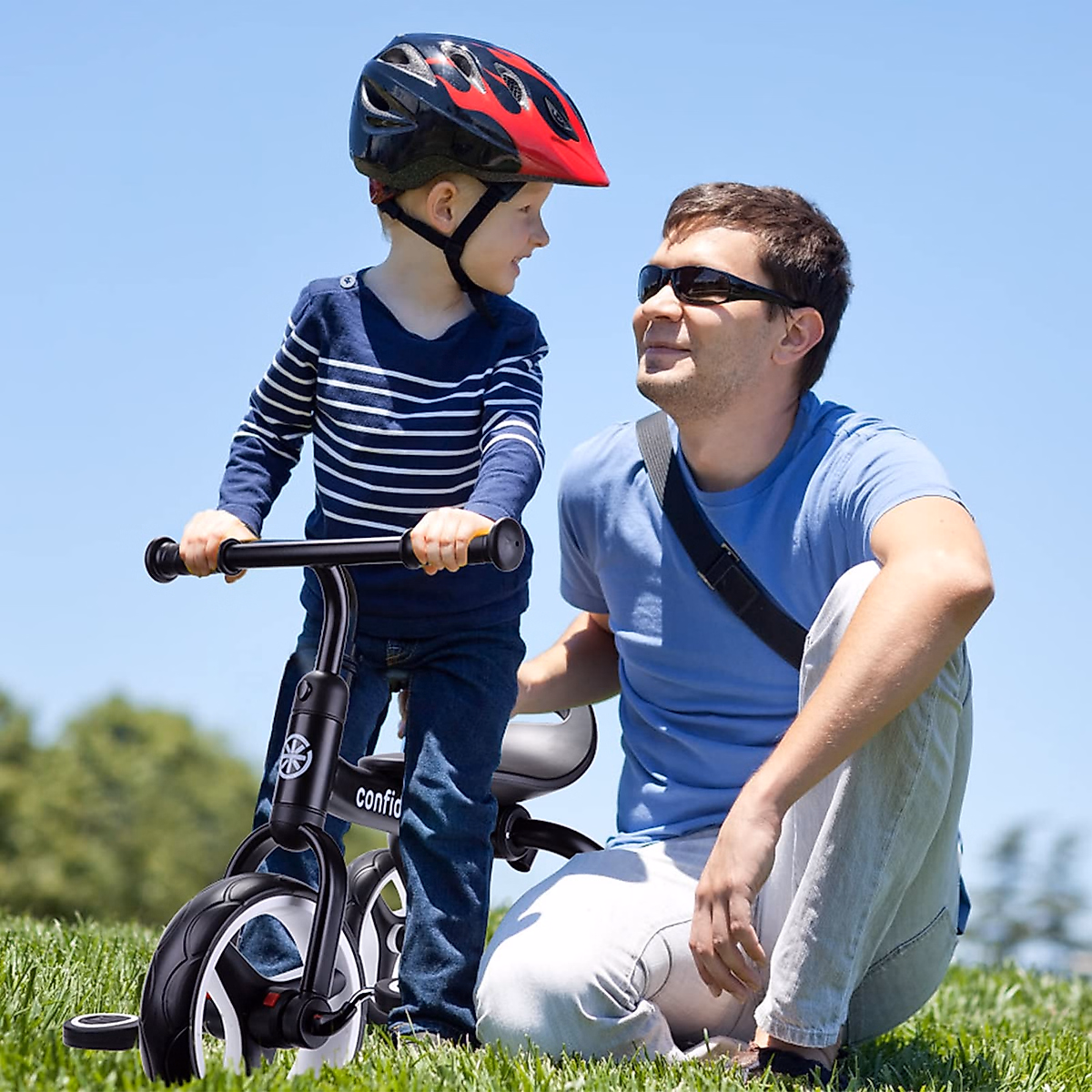 YGJT 4 in 1 Tricycle for Toddlers Age 2-5, Folding Toddler Bike Kids Trike Tricycles with Adjustable Seat and Removable Pedal, Baby Balance Bike Ride-on Toys Gift for Baby Boys Girls Birthday