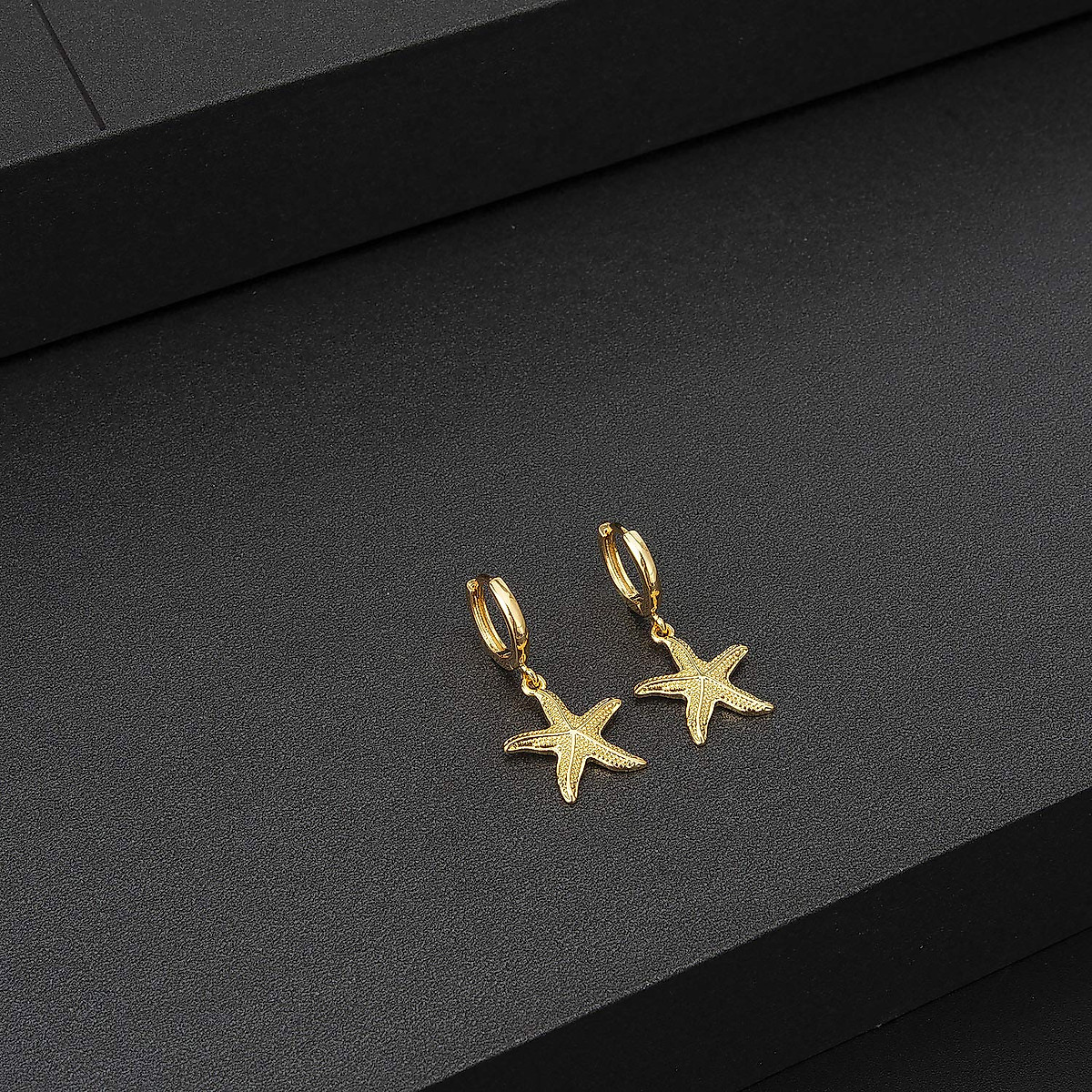 SANNYRA Starfish Earrings for Women - 14K Gold Plated Earrings - Hoop Dangle Earrings Jewelry - Gold Huggie Hoop Earrings for Women