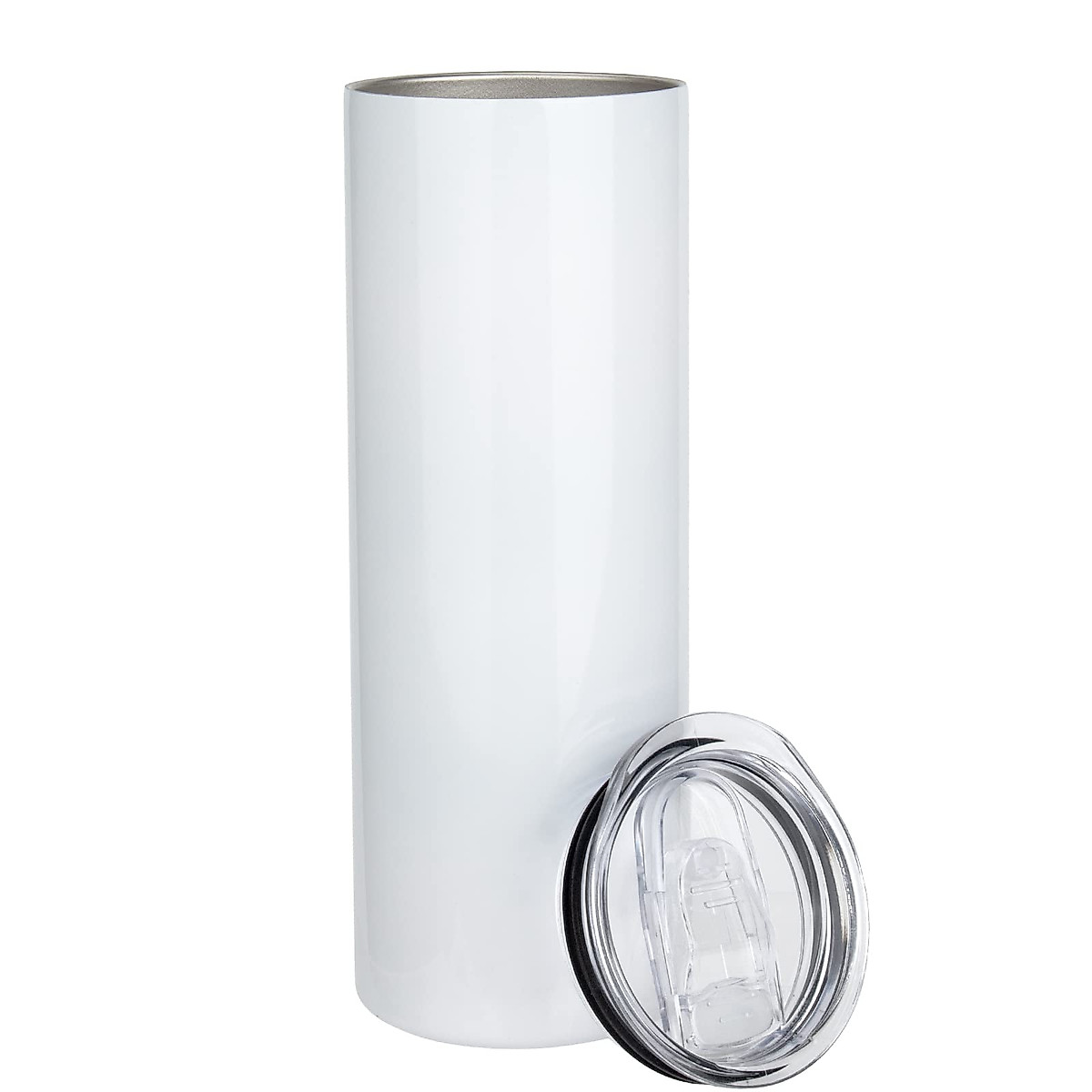 BAUMFEUER 1 Pack Sublimation Tumblers bulk 20 OZ Straight Skinny Stainless Steel Double Wall Insulated Sublimation Water Bottles Blank with Lid, Individually Box, for Heat Transfer Press