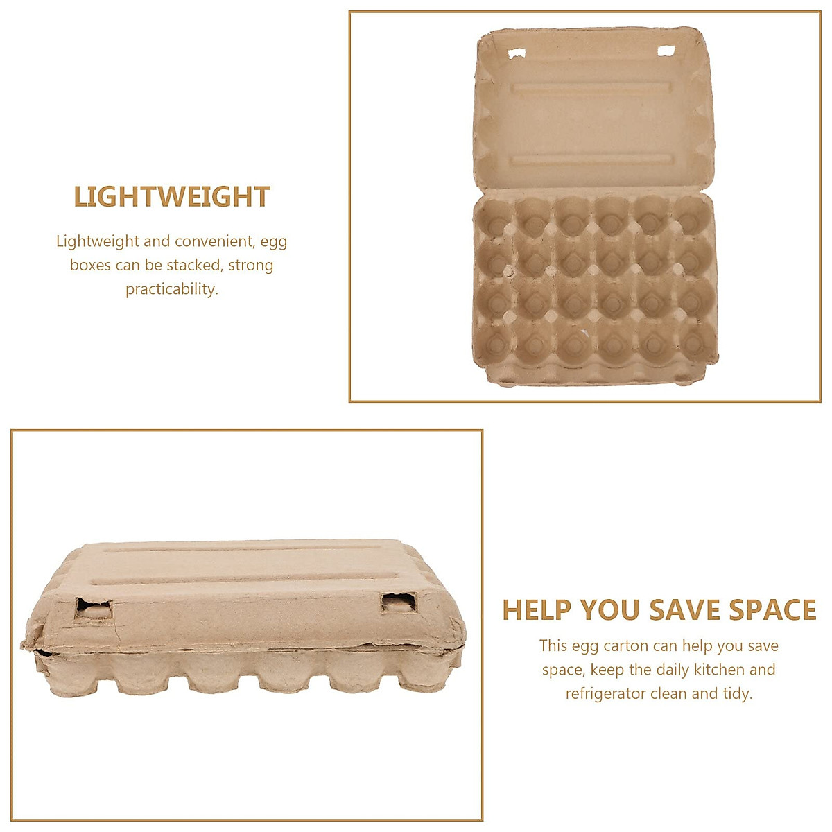 Angoily 6 Pack Empty Egg Cartons 24 Cell Pulp Fiber Egg Tray Holder Egg Storage Containers Strong Sturdy Egg Crate Cardboard Material for Family, Farm, Market, Camping, Picnic, Travel