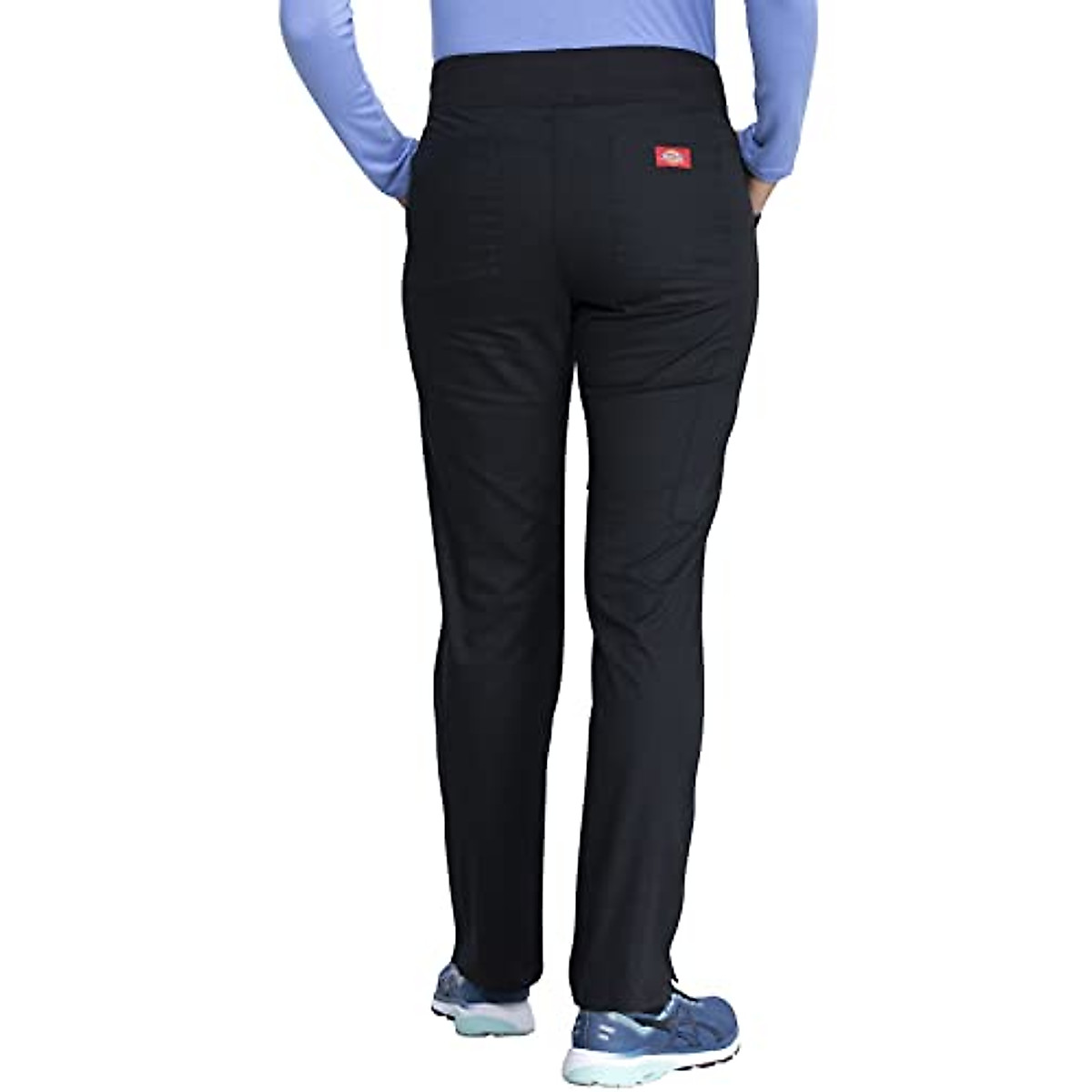 EDS Signature Scrubs for Women, Contemporary Fit Pull-On Cargo Pants with Rib-Knit Waistband in Soft Brushed Poplin DK125, M, Black