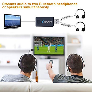 Bluetooth Transmitter for TV PC, (3.5mm, RCA, Computer USB Digital Audio) Dual Link Wireless Audio Adapter for Headphones, Low Latency, USB Power Supply