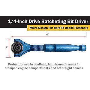 Titan 11317 1/4-Inch Drive Swivel Head Micro Bit Driver , Blue