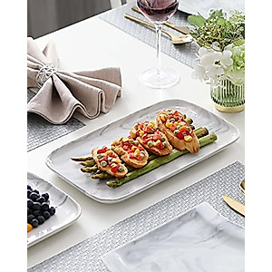 MALACASA Serving Platter, 12in Porcelain Serving Dishes, Rectangular Serving Tray for Entertaining Parties, Platters for Serving Food, Sushi, Appetizer, Dessert, 11.9x7.1, Set of 4, Series PLAT-GREY