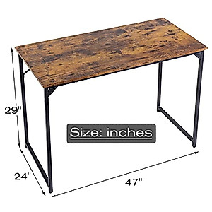 HCB Computer Desk 47inch Home Office Desk Writing Study Table Modern Simple Style PC Desk with Black Metal Frame(Brown),47inchx24inchx29inch