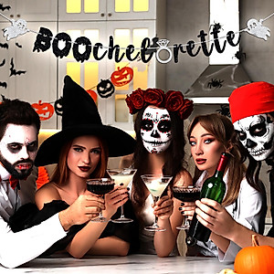 Halloween Boocheloretee Banner,She Found Her Boo, Ghost Garland Spooky October Bachelorette Bridal Shower Wedding Party Decorations Supplies, Black Glitter