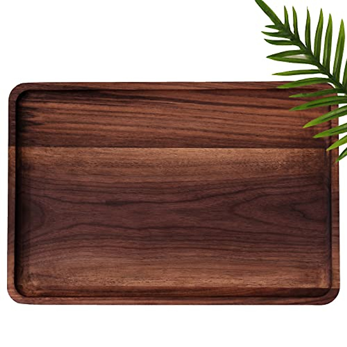 Rustic Walnut Wood Serving Tray,13"x9" Rectangle Platter Tea Tray Coffee Table Tray,Kitchen Tableware Decor Decorative Wood Dessert Cup Tray,Wood Vanity Tray for Jewelry (Rectangle)