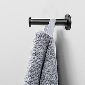Augiimor 4Pcs Matte Black Round Hooks,Stainless Steel Black Robe Towel Hooks,Round Wall Towel Hooks Black Utility Shower Towel Hanger for Bedroom Bathroom & Kitchen (6"/15.2cm Length)