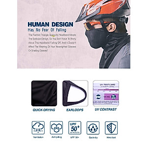 SUPREAKER Bandana Face Mask with Ear Loops for Women Black, Dust Wind Balaclava for Men Riding Motorcycle, Triangle face Scarf Ear Loops Neck Gaiter