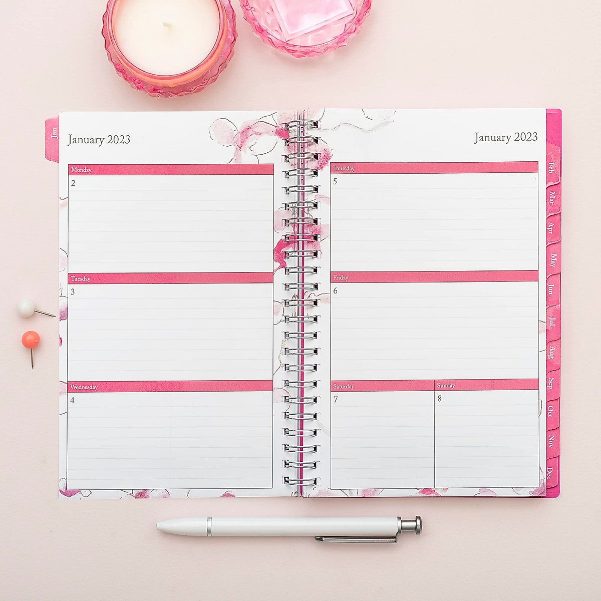 Blue Sky 2023 Weekly and Monthly Planner, January - December, 5" x 8", Clear Pocket Cover, Wirebound, Orchid (142084)