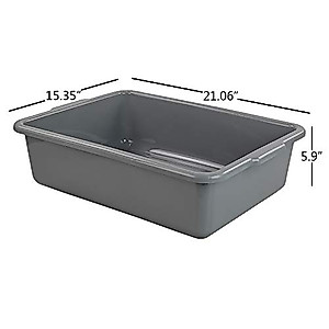 CadineUS 24 Quart Gray Commercial Bus Tub Box, Plastic Utility Bus Box, Set of 4, 21.06" x 15.35" x 5.9"