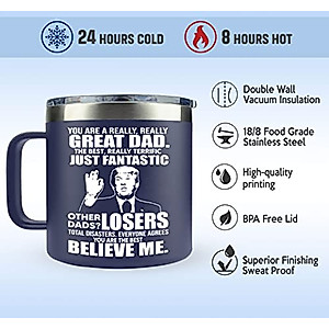 VIWIS Gifts for Dad from Daughter, Son - Dad Gifts from Daughter, Son for Fathers Day - Birthday Gifts for Dad, Funny Dad Birthday Gifts - Best Dad Mug 14Oz