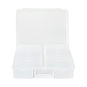 novelinks Photos Organizer 4" x 6" Photo Storage Box with Handle - 16 Inner Photo Cases Photo Box Storage Picture Organizers and Storage (White)