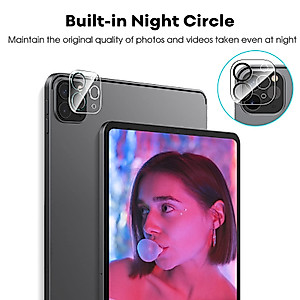 JETech Screen Protector for iPad Pro 12.9-Inch, 2022/2021/2020 (6th/5th/4th Generation) with Camera Lens Protector, Tempered Glass Film HD Anti-Scratch, Support Pencil & Face ID, 2-Pack Each