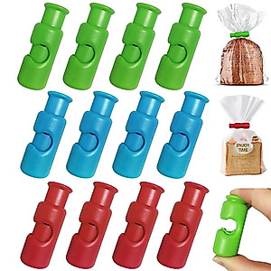 Kruggo Bag Clips, 2024 New Chip Clips, Bag Clips for Food Storage, Snack Bread Sealing Clip, Squeeze Clips for Chips, Food Clips for Bags Plastic, Reusable Grocery Bag Clips (12 pcs)