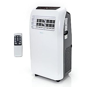 SereneLife SLACHT128 SLPAC 3-in-1 Portable Air Conditioner with Built-in Dehumidifier Function,Fan Mode, Remote Control, Complete Window Mount Exhaust Kit, 12,000 BTU + HEAT, White