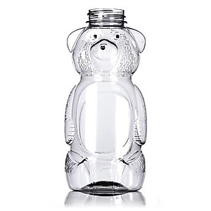 Natural Farms Pack of 3-16 oz Plastic Bear Honey Bottle Jars - Honey Squeeze Bottle Empty for Storing and Dispensing Honey