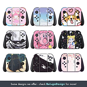BelugaDesign Cute Anime Bundle Kit | Pastel Matching Color Carry Case Cover Skin Thumb Grips for Girls | Compatible with Nintendo Switch OLED