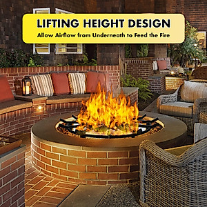 Round Fire Pit Grate 32 x 32 x 4.5 Inches, Heavy Duty Wagon Wheel Firewood Fireplace Grate, 6 + 2 Legs Spider Fire Pit Grill Grates, Fire Logs Stove Burning Rack for Inside Outdoor Campfire Bar