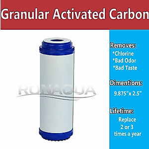 10 Inches Transparent Standard Whole House Water Filter System Presser Relief Valve, 3/4” Inlet/Outlet Brass Port & 6 Granular Activated Carbon Water Filter Cartridge