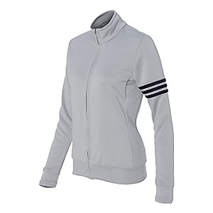 adidas Ladies' ClimaLite 3-Stripes French Terry Full-Zip Jacket, Chrome/ Black, X-Large