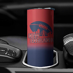 Newengland Classic Stainless Steel Tumbler with Lid and Straw, City Football Fans Gifts,20oz Football Team Skinny Travel Mug Tumbler Cup Water Botter