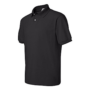 Hanes Men's Cotton-Blend EcoSmart Jersey Polo Black Medium