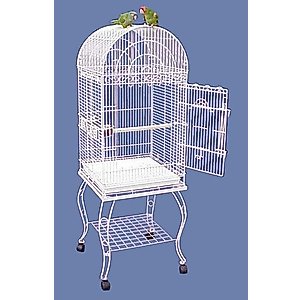 Hana Hut Dometop Bird Cage with Stand - 20" X 20" X 59" - 5/8" Bar Spacing - Silver Vein