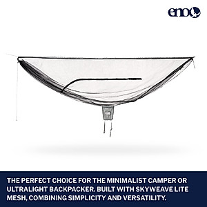 ENO Guardian SL Bug Net - Lightweight Hammock Netting - for Camping, Hiking, Backpacking, Travel, a Festival, or The Beach - Grey