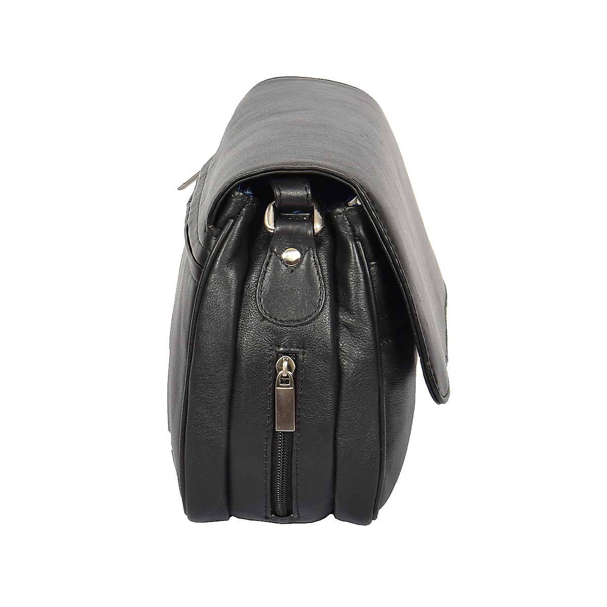 Black Leather Shoulder Bag Womens Classic Flap Over Messenger Casual Handbag Ada