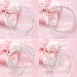 Jstyle 4Pcs Coil Upper Arm Cuff Open Arm Bracelet for Women Victorian Filigree Swirl Boho Armband Bangle Armlet Adjustable