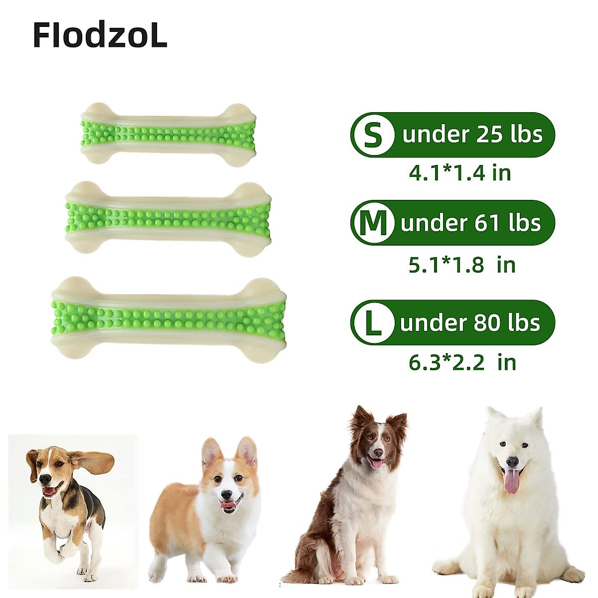 FiodzoL 2Pcs Dog Chew Toys for Aggressive Chewers Beef Flavor and Real Bones Dog Teething Chew Toys Bones for Large/Medium/Small Puppies Breeds