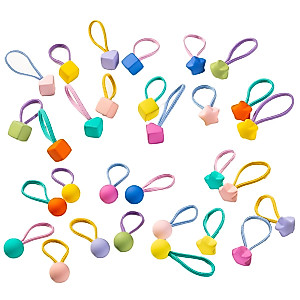 Petunny Cute Hair Ties for Girls,40Pcs Cartoon Hair Bands Soft Ponytail Holders Elastic Ball Hair Ties for Baby Toddler Teens Kids Children Birthday Christmas Gift (Random Color)